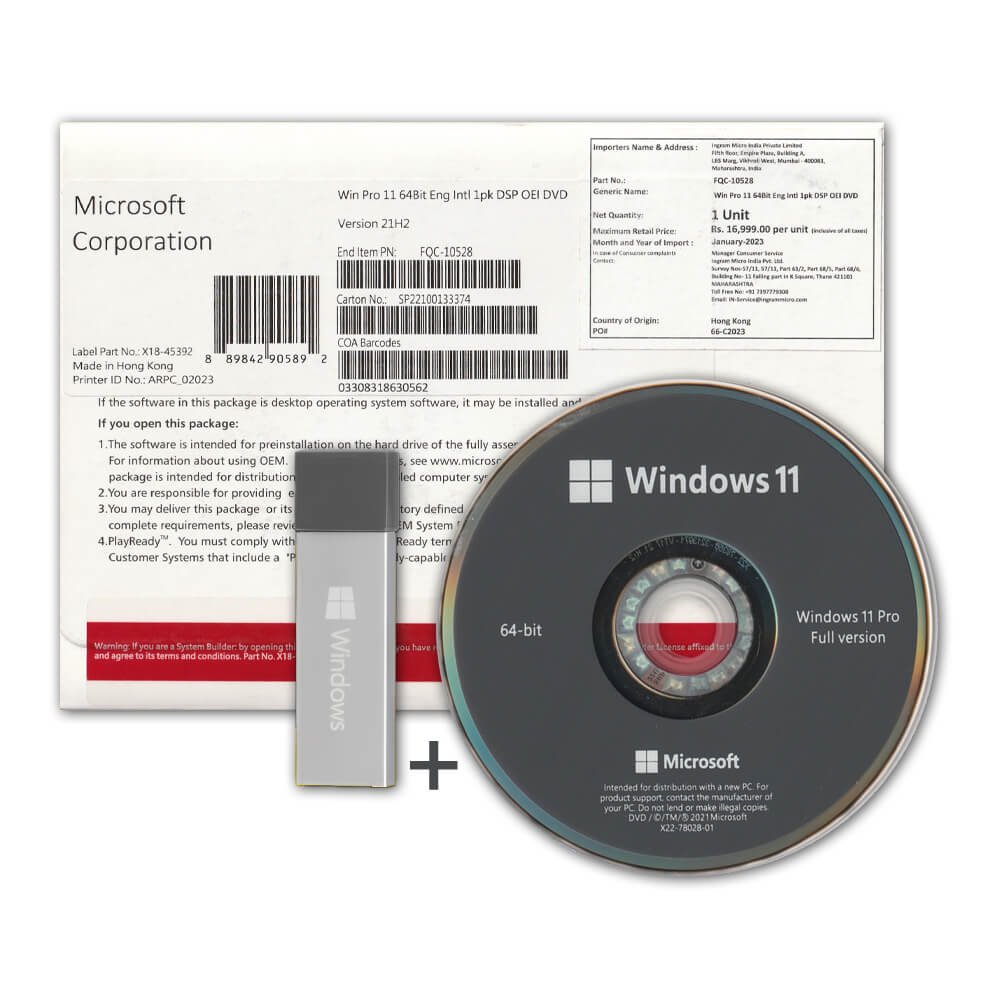 Microsoft Windows 11 Pro English 64 Bit DVD & Bootable Pendrive ...