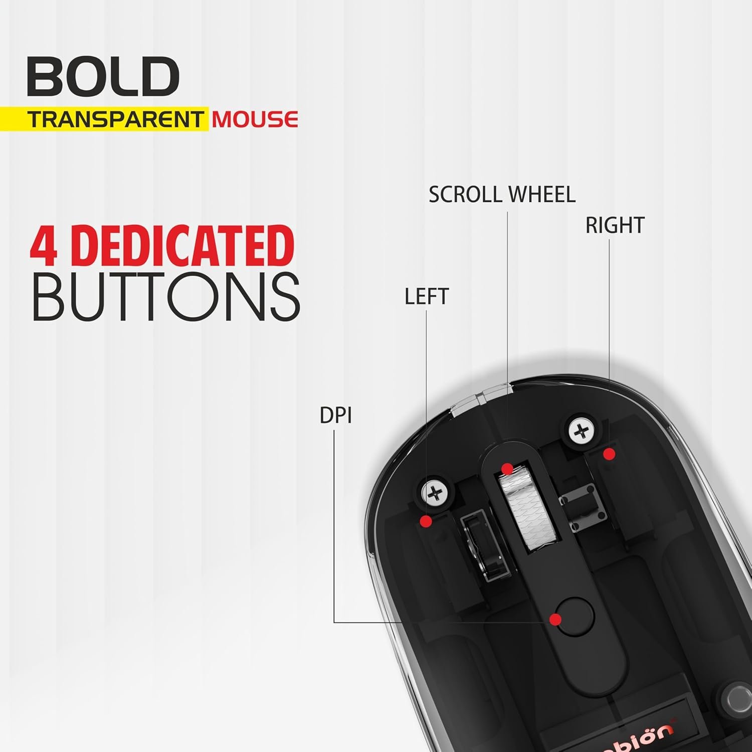 Zebion Bold Transparent Bluetooth Wireless Mouse Dual Mode RGB Black ...